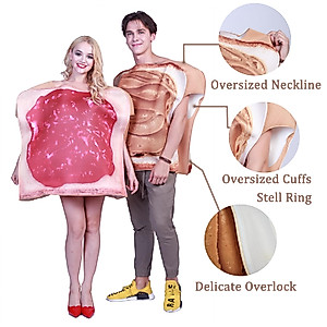 EraSpooky Couple Halloween Costume Bread Slices Peanut Butter and Jelly Costume Adults Cosplay Party Funny Food Mascot (Couple Jam Suit(2PCS))