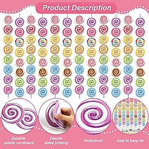 12pcs Candyland Party Decorations Banners Candy Hanging Swirl Candyland Birthday Garland Kit Lollipop Paper Cutouts for Candyland Theme Birthday Baby Shower Party Favor Indoor Home Office Decor