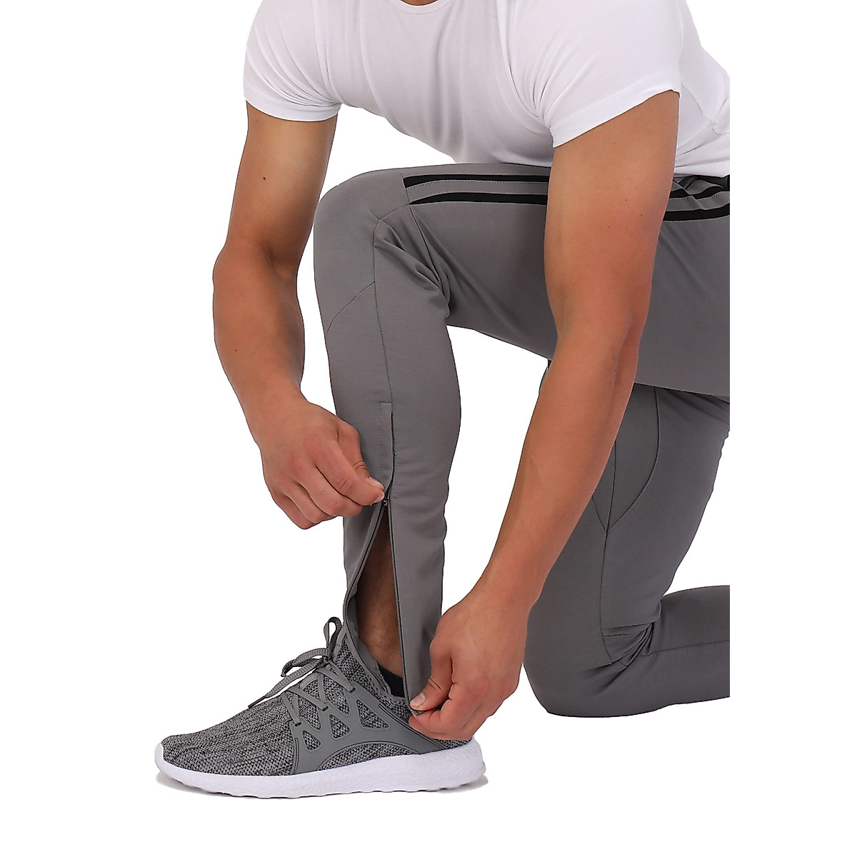 SCR SPORTSWEAR Mens Track Jogging Pants Joggers Sweatpants with Zipper Pockets 30/33/36 Inseam Tall (S-36 DPG-K849)