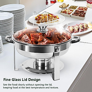 IMACONE Chafing Dish Buffet Set of 2, 5QT Round Stainless Steel Chafer for Catering, Upgraded Chafers and Buffet Warmer Sets with Glass Lid & Holder, Frame, Fuel Holder for Event Party Wedding Holiday