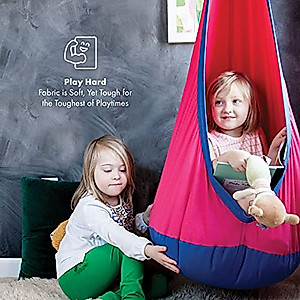 Harkla Sensory Kids Pod Swing - Calming Kids Indoor Therapy Swing Helps with Autism, Anxiety, ADHD & SPD | Kids Hanging Chair Includes All Hardware | Perfect for Sensory Room & Treehouse Swing