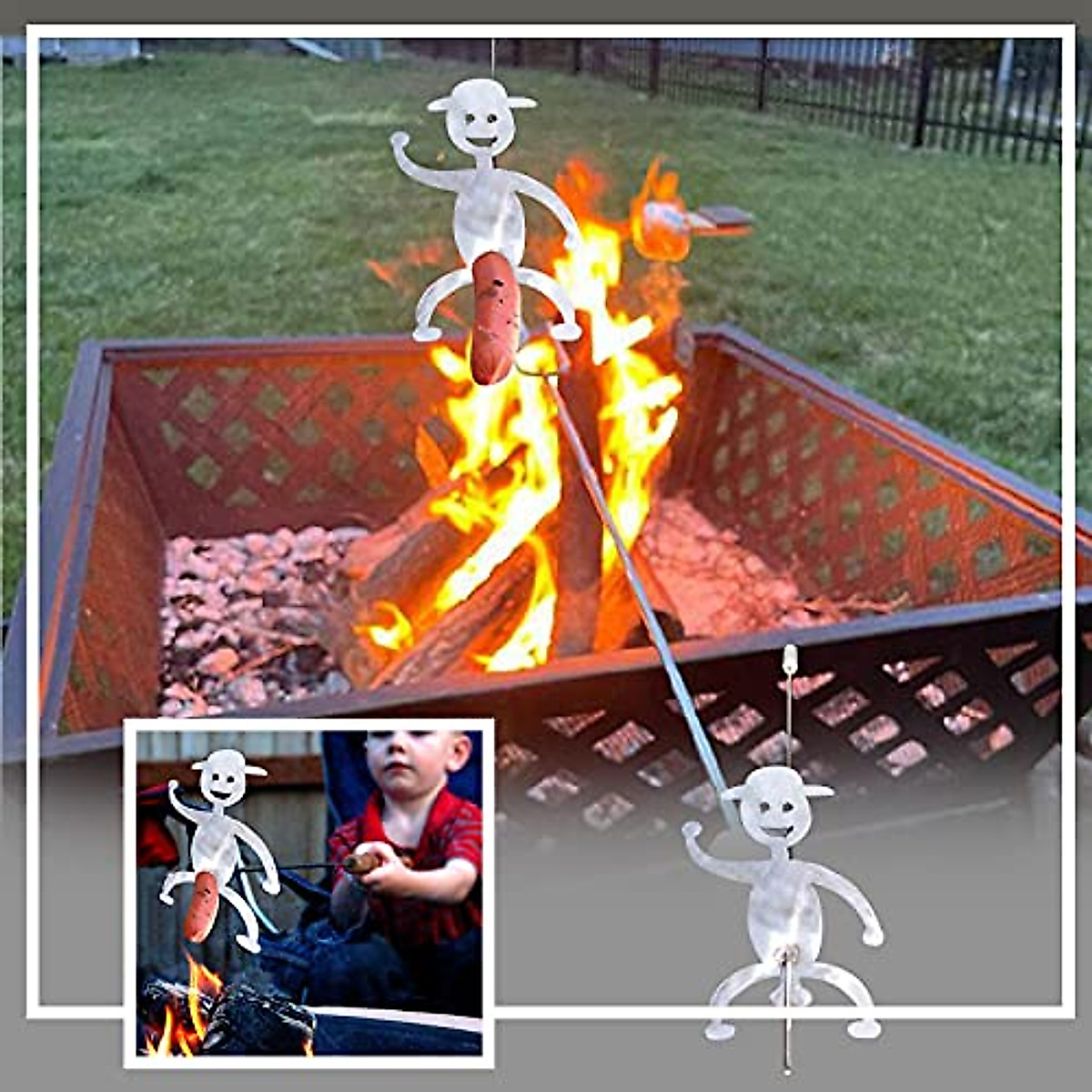 Monoc, Steel Hot DogMarshmallow Roasters - Funny Women Men Shaped Stainless Steel Camp Fire Roasting Stick - Funny Metal Craft Skewer Stick - Barbecue Forks for Bonfire Campfire and Grill (C)