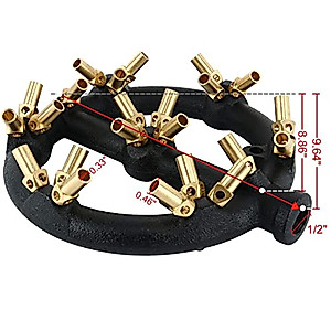 Mono-gatari Propane Gas Jet Burner 23 Tips Cast Iron Body Round Nozzle Jet Burner for Wok Range,Stir Fry,Grilling 0.5mm Hole Up 100,000 BTU