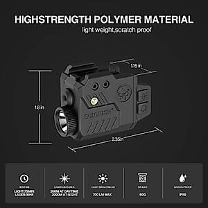 Solofish 700 Lumens Pistol Light Laser Combo, Strobe & Memory Function for Green/Red/Blue Laser and Tactical Light with Slidable Rail Fits Full Size & Compact Guns w/Rail