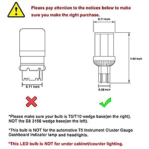 Makergroup T5 T10 Wedge Base LED Light Bulbs 12VAC/DC 3Watt Cool White 6000K for Outdoor Landscape Lighting Deck Stair Step Path Lights and RV Travel Tailer Lights 2-Pack