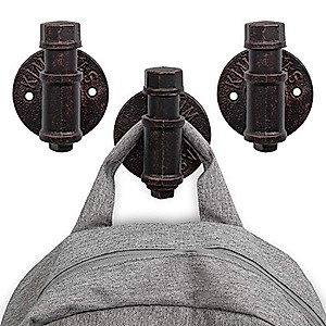 MyGift Industrial Rustic Copper-Tone Metal Coat Hooks Wall Mounted Hangers for Coats, Hats, Handbags, Set of 3