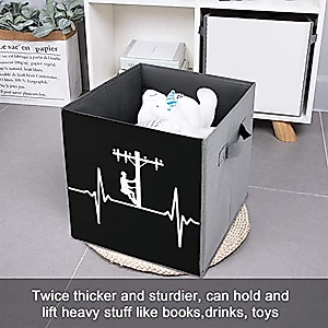 Heartbeat Lineman Collapsible Storage Bins Basics Folding Fabric Storage Cubes Organizer Boxes with Handles