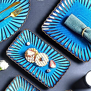 Porcelain Plate and Bowl Set,Dinnerware Set for Home or Special Restaurant, 54 Pcs Dinnerware Sets, Blue Porcelain Tableware Set with Plates Dish Dish Bowls and Coffee Cup, Ceramic Dinner Set for Hom