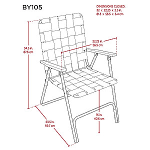 Garden Elements Folding Outdoor Patio/Lawn Pool Chair Grey with Blue Woven Fabric and Arm Rests (2 Pack)