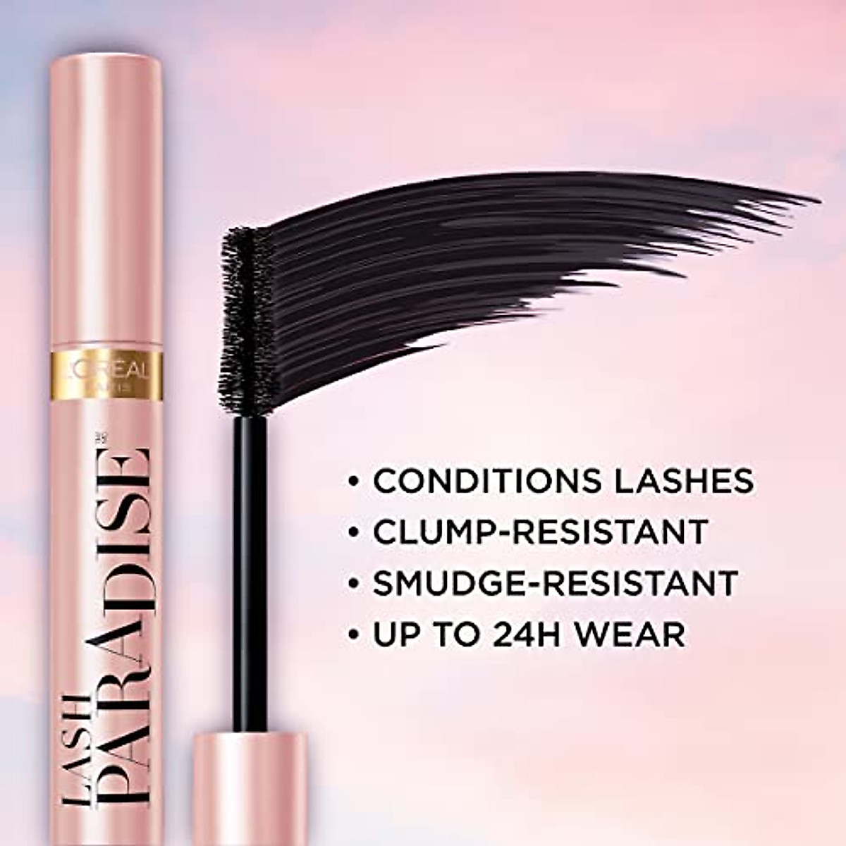L'Oreal Paris Voluminous Makeup Lash Paradise Mascara, Voluptuous Volume, Intense Length, Feathery Soft Full Lashes, No Flaking, No Smudging, No Clumping, Blackest Black, 0.25 Fl Oz (Pack of 2)