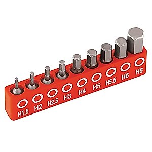 Hex Bit Set Metric 9PC With Rail - Allen Wrench Bit Set 1.5mm - 8mm - Perfect for Automotive, Bike, Bicycle, Appliance Repair - Ram Pro