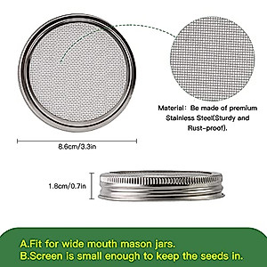 VOLCANOES CLUB Seed Sprouting Jar Germination Kit Accessories - Sprout Lids for Wide Mouth Mason Jar/Jar Stands/Blackout Sleeves - For Growing Bean Sprouts, Broccoli, Alfalfa, Microgreens (4 PACK)