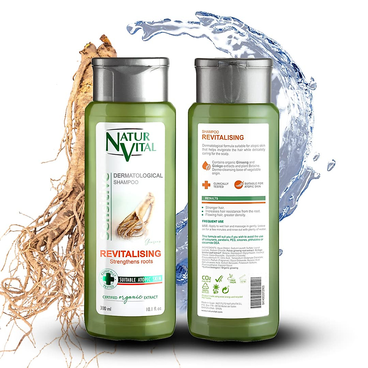 NaturVital Unisex Plant-based Ginseng & Ginger Hair Revitalizing Shampoo 300ml Natural & Organic