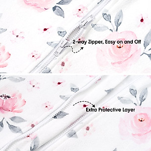 PHF Soft Micro-Fleece Baby Sleep Sack, 6-12 Months Warm Baby Wearable Blanket, 2-Way Zipper Sleeping Bags, 2 Pack Comfy Toddler Sleeping Sack for Baby Girls, Medium Size, Floral