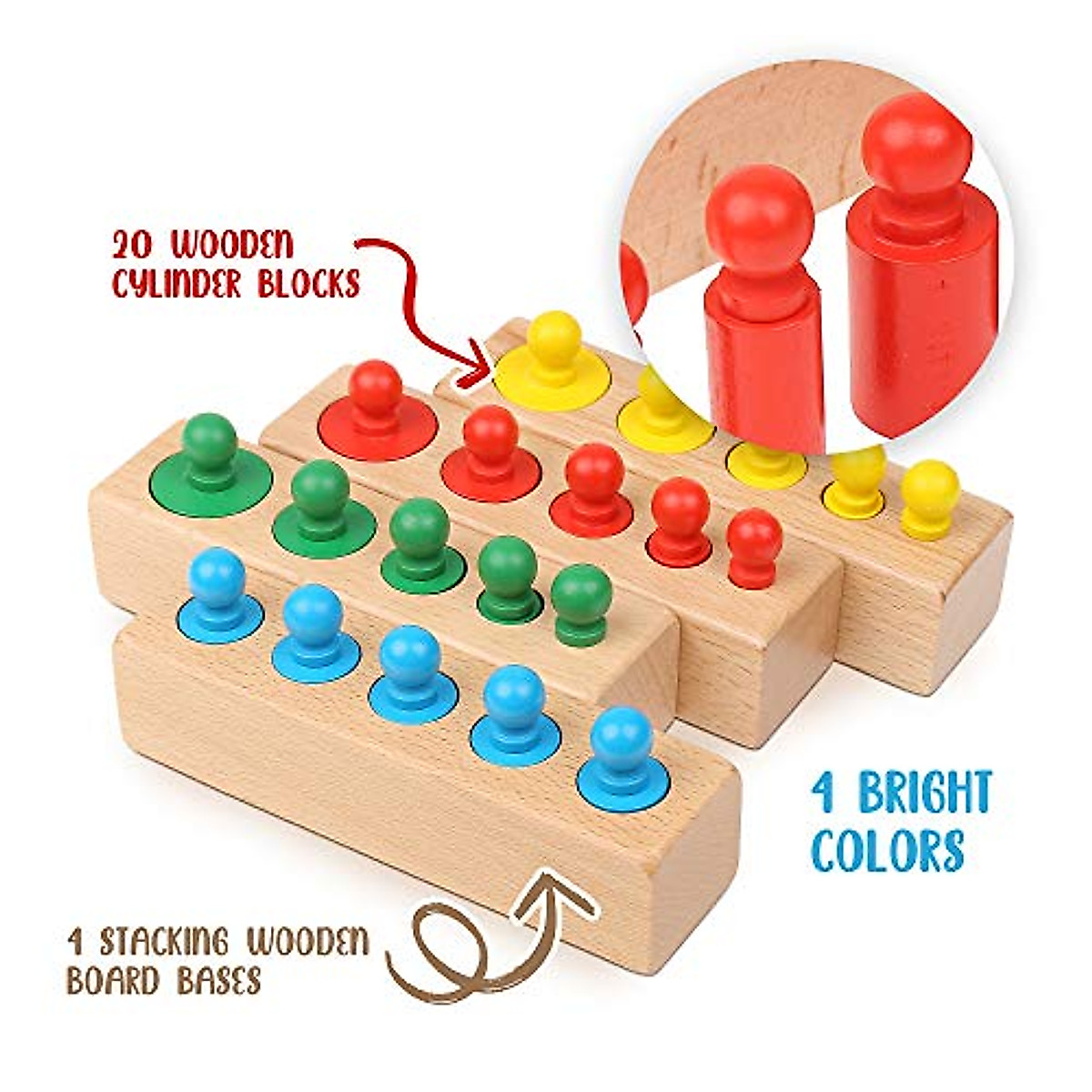 Boxiki kids Montessori Toys. Stacking Rainbow Wooden Puzzle. Innovative Puzzles to Boost Your Child's Brain Power and Creativity. Great Gift for Boys and Girls Aged 4+ Years Old.