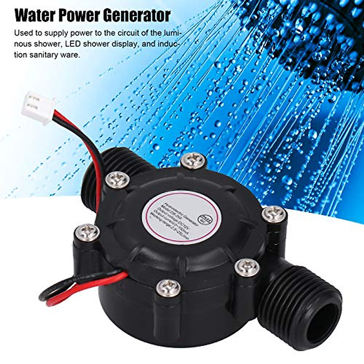 DC 12V Water Turbine Generator Inline Pipe Water Flow Generator G1/2" Male Threaded Micro-Hydro Water Charging Tool for DIY LED Power