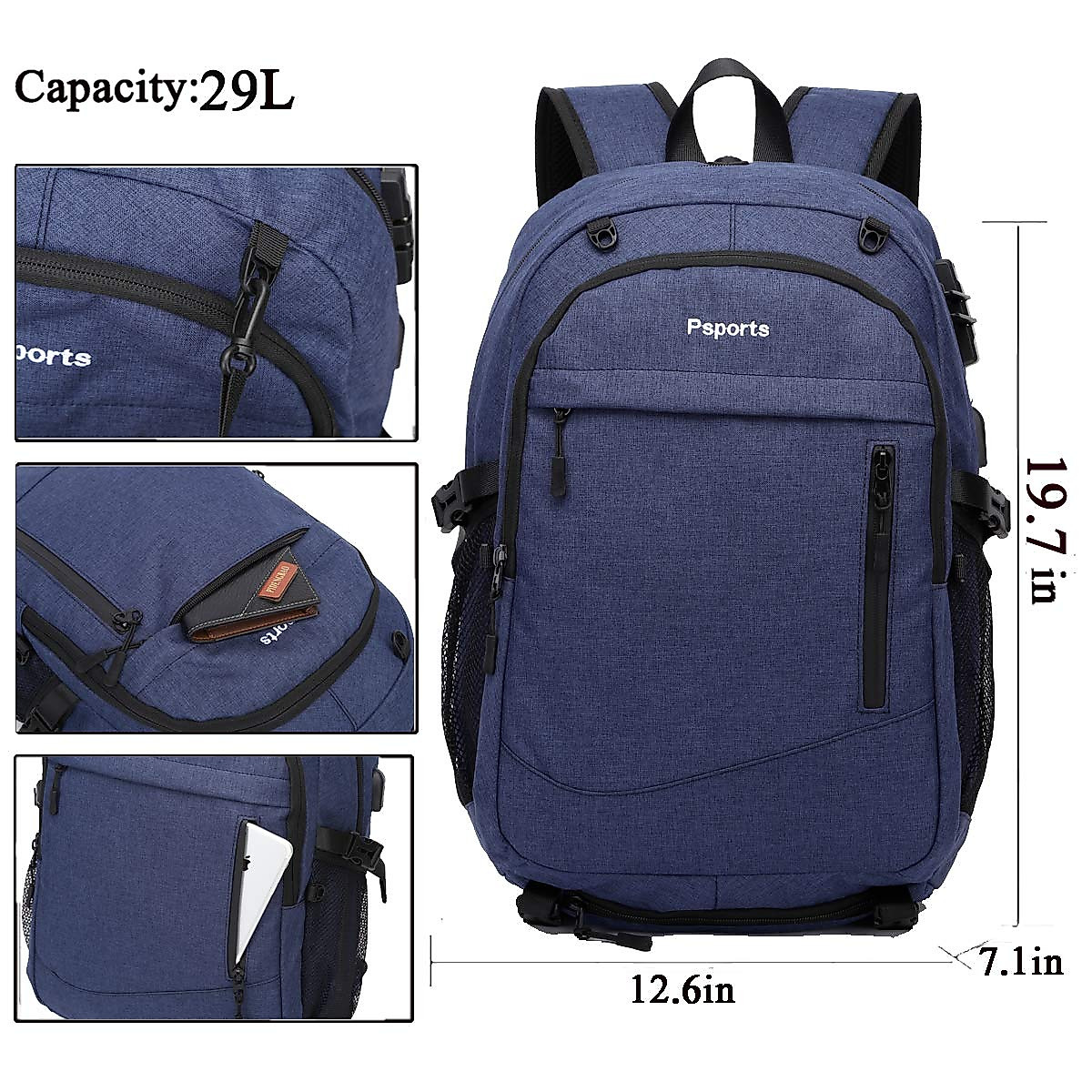 Gudui College Laptop Backpack School Student Bookbag USB Basketball Backpack With Lock