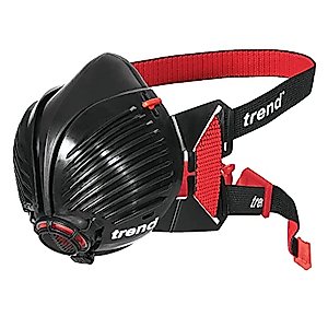Trend Air Stealth Dust Mask, Half Mask with Replaceable Twin HEPAC Filters for Woodworking, Building & Construction Work, Medium/Large, STEALTH/ML