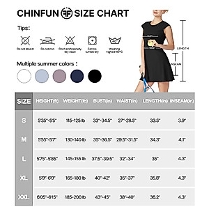 ChinFun Tennis Golf Dresses for Women, Tennis Golf Dress with Shorts Underneath and 4 Pockets UPF 50+ Cap Sleeve Workout Athletic Exercise Dress Black M