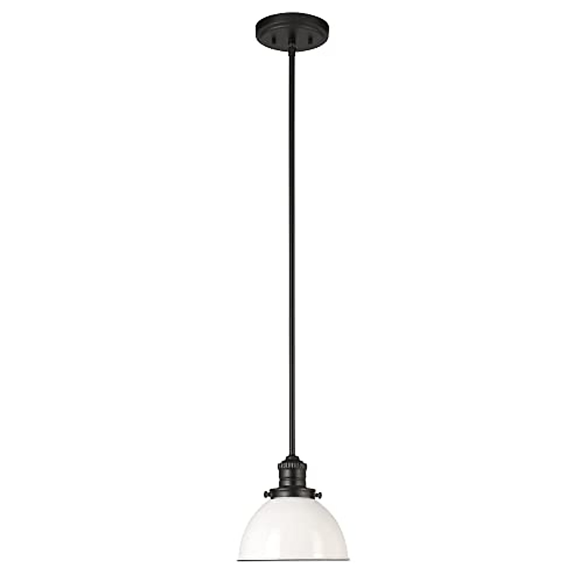 Design House 588327 Savannah Farmhouse 1-Light Indoor Pendant Dimmable White Metal Shade for Kitchen Island Bar Dining Room, Matte Black