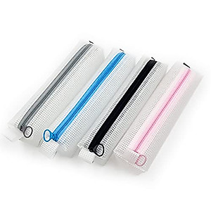 WOLUNSI Plastic Pen Bag Pencil Case Makeup Tool Bag Storage Pouch Purse 4 Colors/ Package