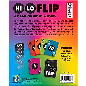 Gamewright - Hi Lo Flip - A Card Game of Highs & Lows, Multicolor, 8 x 6.5 x 1.98 inches