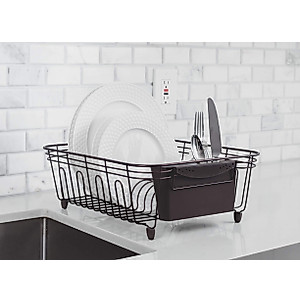 REAL HOME Innovations Deluxe Small Dish Drainer, Oil Bronze