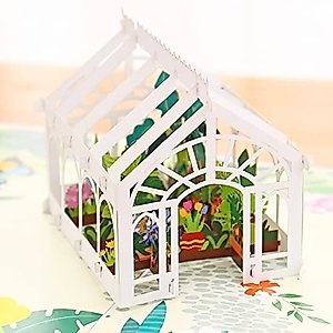 Liif Mother's Day Greenhouse 3D Greeting Pop Up Card For All Occasions, Mother's Day, Father's Day, Anniversary, Thinking Of You, Get Well, Birthday Card for Her, Mom, Wife, Women, Sister | With Message Note & Envelop