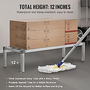 VEVOR Aluminum Dunnage Rack, 48” x 20” Commercial Food Floor Rack, 12” Off The Floor, 1000 lbs Capacity All-Welded Aluminum Storage Rack, for Storage in Restaurants, Kitchens, Garages and Vehicles