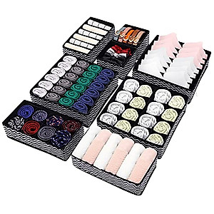 PETALS Drawer Organizers For Clothing – 8 Pack Foldable Dresser Drawer Organizers, Sock and Underwear Drawer Organizer, Baby Drawer Organizer, Bra, Panty, Lingerie, Ties, Belts