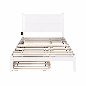 AFI NoHo Queen Bed with Twin Extra Long Trundle in White