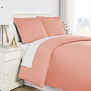 Premium Quality, Soft, Wrinkle, Fade, & Stain Resistant, Easy Care, Oversized Duvet Cover Set, King / California King, Light Peach