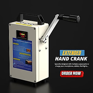 150W Hand Crank Generator, Portable Power Station w/Folding Handle, Aluminum Alloy Small Inverter Generator Rechargeable for Home Camping Outdoor Smartphone Charger