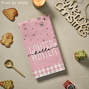 Artoid Mode Xmas Tree Snowman Snow Merry Christmas Kitchen Towels Dish Towels, 18x26 Inch Hello Winter Seasonal Decoration Hand Towels Set of 4