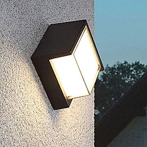 WRDY Black Outdoor Wall Lamp Led Courtyard Square Exterior Aisle Waterproof Balcony Terrace Modern Creative Home Garden Wall Lamp 1616 (cm) Wall Lights