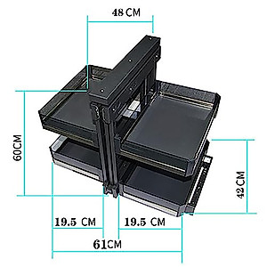 YEKIM Blind Corner Cabinet Pull Out Organizer, Kitchen Cabinet Organizer Shelf Corner Aluminum Swivel Storage Rack Shelf, 4 Aluminum Basket Corner Optimizer Full Pull Out,A