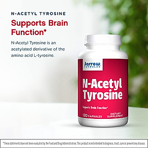 Jarrow Formulas N-Acetyl Tyrosine 350 mg - 120 Capsules, Pack of 2 - Supports Brain Function - Contains Vitamin B6 for Amino Acid Metabolism - 240 Total Servings
