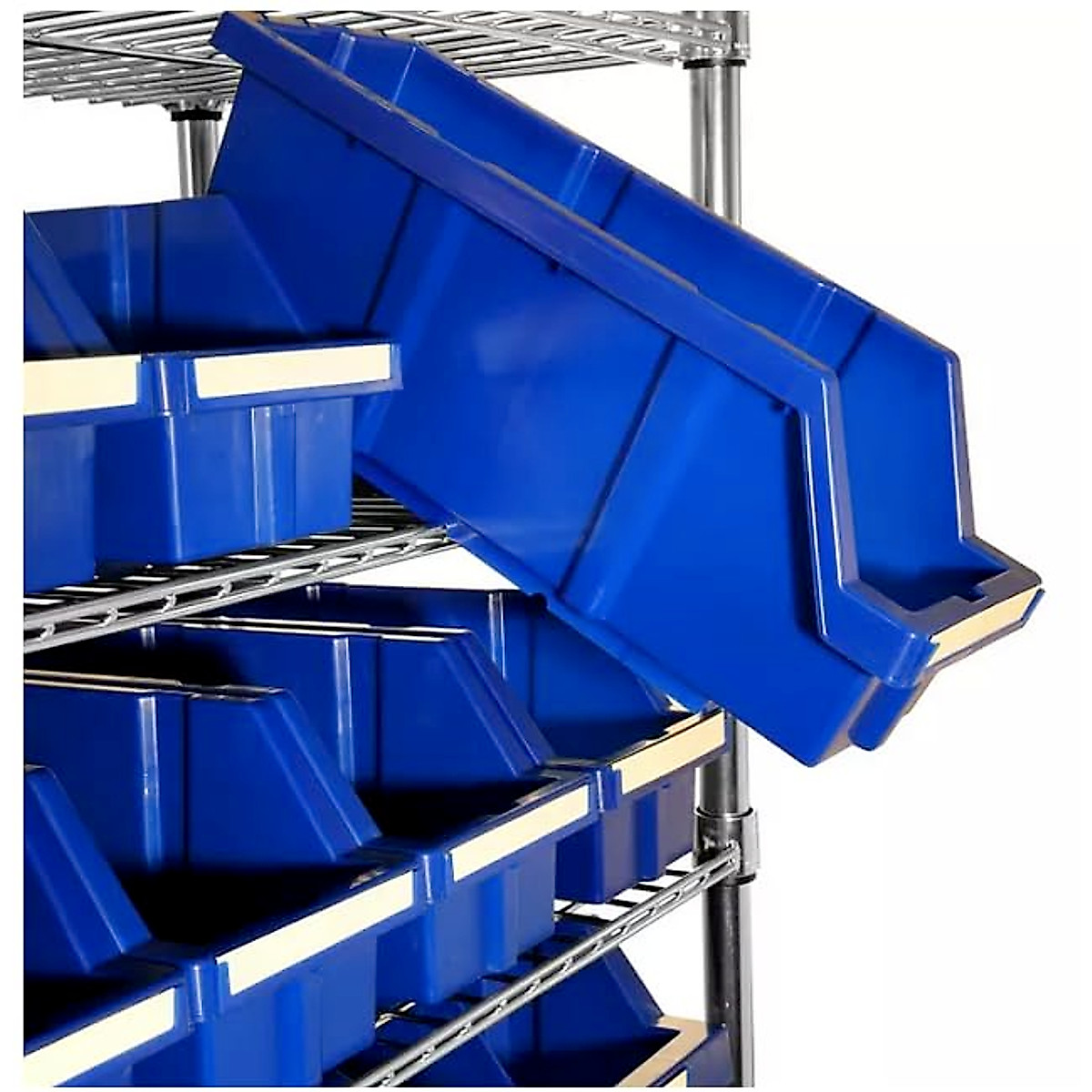 Heavy-Duty Steel Wire Shelving Storage Unit, 24-bin Rack with Wheels (Blue)