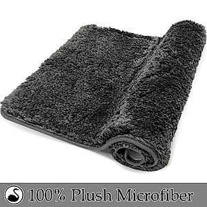 3 Piece Bathroom Rugs-Extra Soft and Absorbent Microfiber Bath Rugs, Non-Slip Plush Shaggy Luxury Mat with Rubber Backing, Machine Wash Dry, Bath Mats for Bathroom Floor, Tub and Shower, Deep Grey