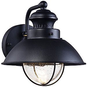 John Timberland Fordham Farmhouse Rustic Industrial Outdoor Wall Light Fixture LED Black Metal 8" Seedy Glass Sconce Exterior House Barn Porch Patio Outside Deck Garage Front Door Garden Home