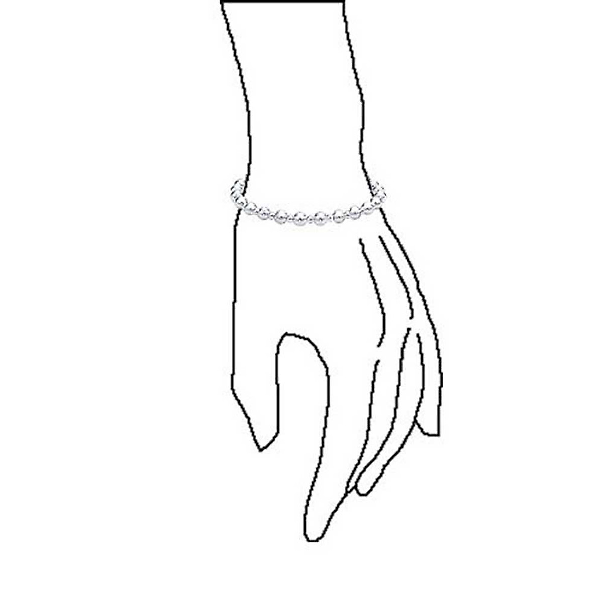 Modern Classic Polished Round Alternating 3-5MM Ball Bead Stretch Bracelet For Women Teen Stretchable Shinny .925 Sterling Silver