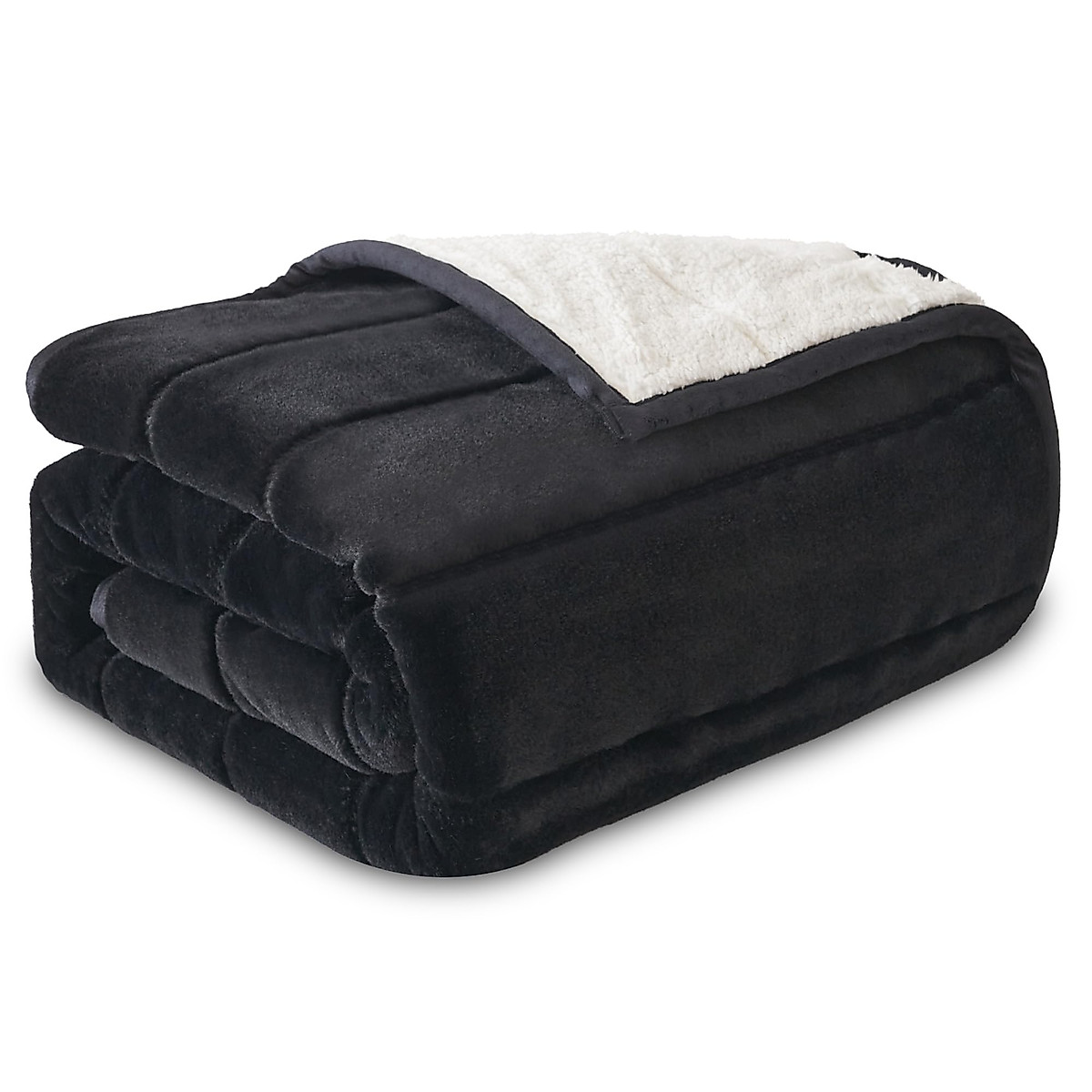 KORBLISS Faux Fur Quilt Twin Blanket for Couch, 480GSM Fuzzy Soft and Warm Coverlet Light Weight Quilted Blanket for Sofa, Chair, Bed, Bedroom, 60x80 Inches,Black Stripe