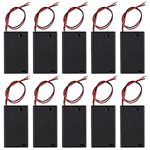 DIANN 10pcs AAA Battery Holder with Switch ON Off Case Back Cover 3X 1.5V Batteries Charger Holder Spring Clip Storage Box Cell Cable
