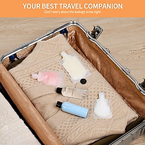 Clear Plastic Empty Squeeze Bottles 5 Pack 3.4oz/100ml Travel Bottles and 3 PCS Refillable Empty Squeeze Pouch TSA Approved Refillable Travel Pouches for Shampoo Conditioner Cosmetics with Lables