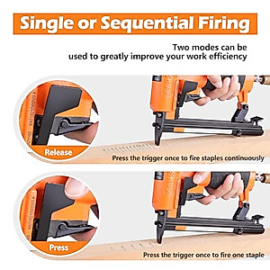 KN7116S 22 Gauge Pneumatic Upholstery Continuous Firing Stapler, Fits 71 Series 3/8" Crown (9.1mm) Staples, Air Staple Gun Power Fine Wire Stapler for Furniture, Decoration