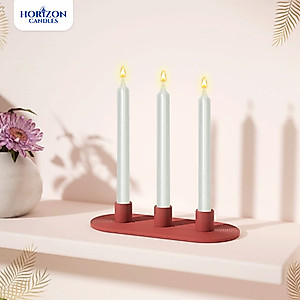 Horizon Unscented Straight Candles Pack of 10 | 9.84 Inches Tall Household Candlesticks - 10 Hours Long Burning Time for Christmas Decor, Holiday Dinners, Weddings, and Festive Parties | Pearl White