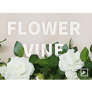 ZIFTY 5Pcs 32.5FT White Flower Garland Fake Vines Faux Artificial Floral Garland for Wedding Decortions Hanging Rose Ivy for Arch Garden Ceremony Background Outdoor Wall Decor