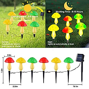 Solar Mushroom Lights Outdoor Waterproof, LED Landscape Lights Pathway Lights Solar Powered with 6 Cute for Garden, Yard, Path, Fence, Lawn, Christmas and Wedding Decoration, Mushroom-multicolour