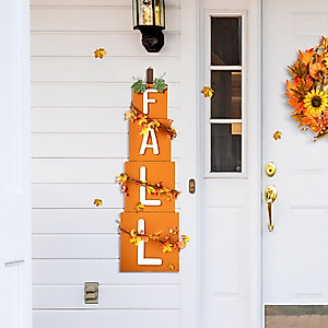 Glitzhome Fall Welcome Wooden Pumpkin Porch Sign Hanging Wall Decor