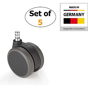 hjh OFFICE 3 inch Office Chair Caster Wheels 7/16 inch Stem Diameter (Set of 5) Casters for Hard Floors